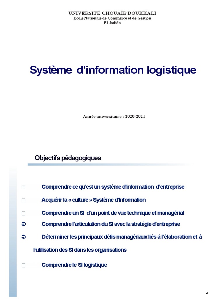 Système D'information Logistique | PDF | Progiciel de gestion intégré ...