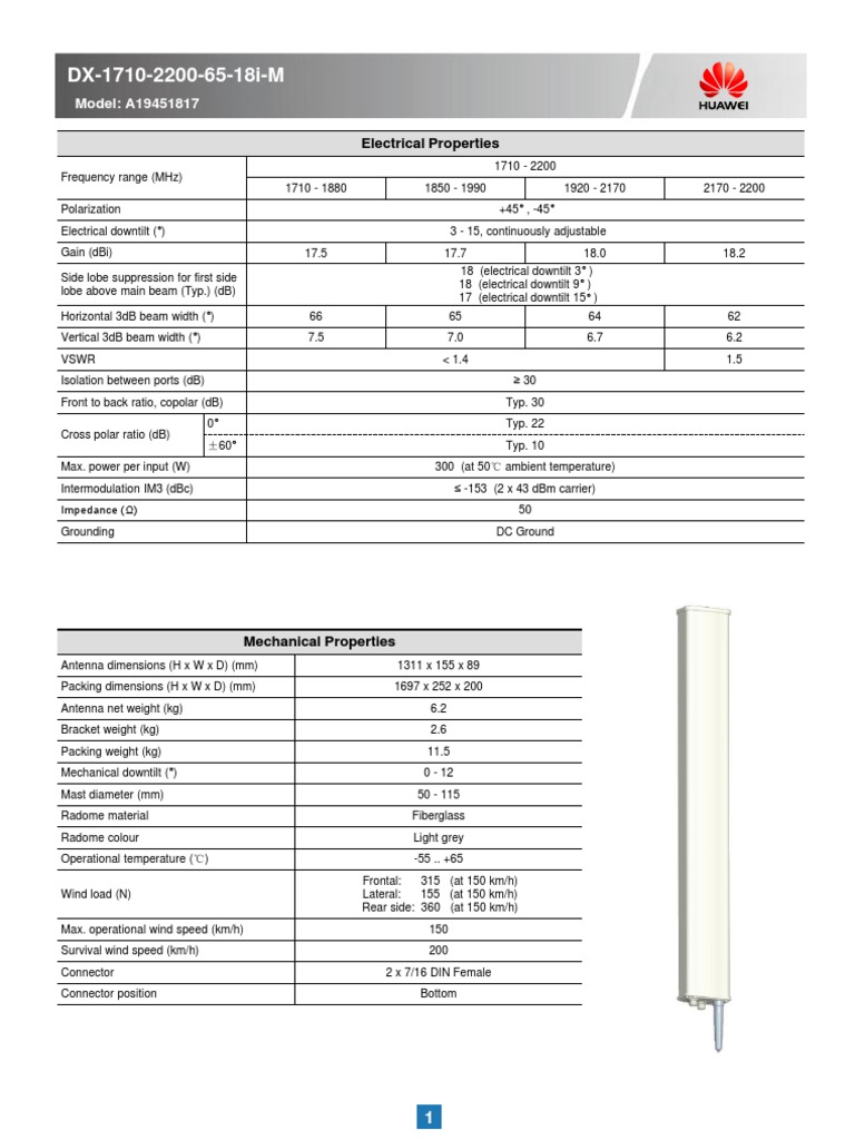 ANT-A19451817-1354 Datasheet | PDF | Antenna (Radio) | Decibel