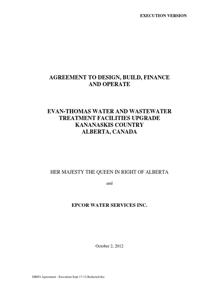 Dbfo Agreement | PDF | Project Finance | Indemnity