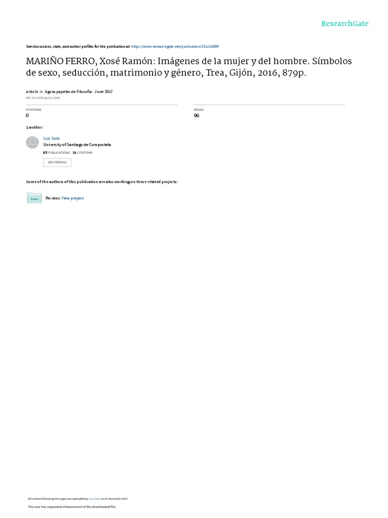 MARINO FERRO Xose Ramon Imagenes de La Mujer y Del | PDF