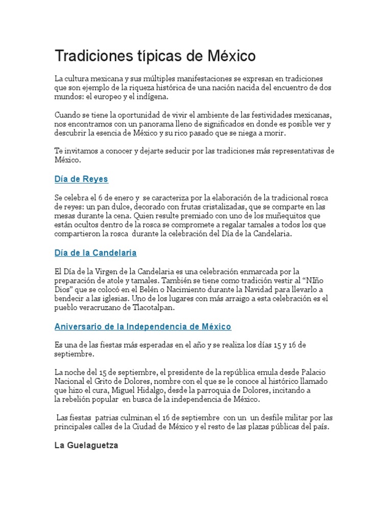 Tradiciones Típicas de México | PDF | Carnaval | México