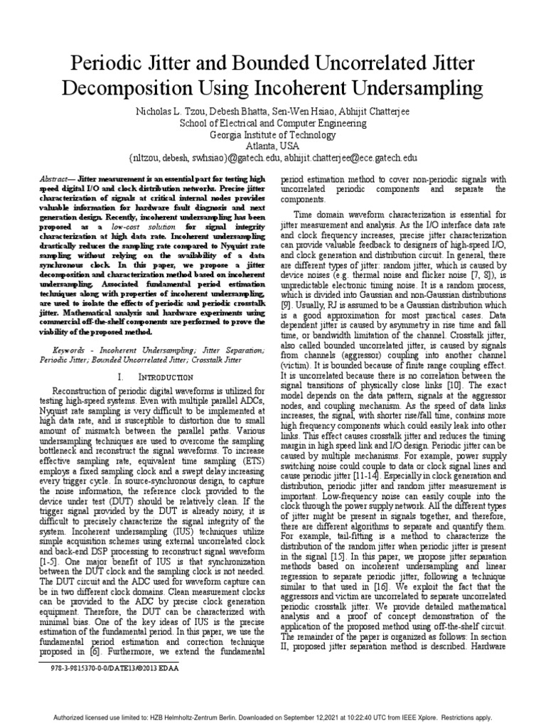 Periodic Jitter and Bounded Uncorrelated Jitter Decomposition Using ...
