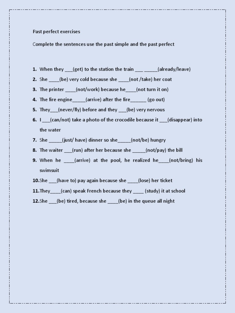 Past Perfect Exercises | PDF
