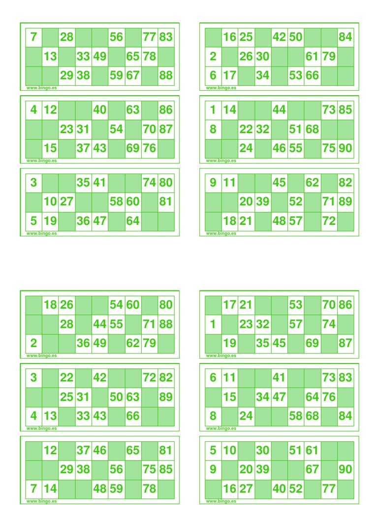 Cartones-Bingo-90-Bolas (333 | PDF