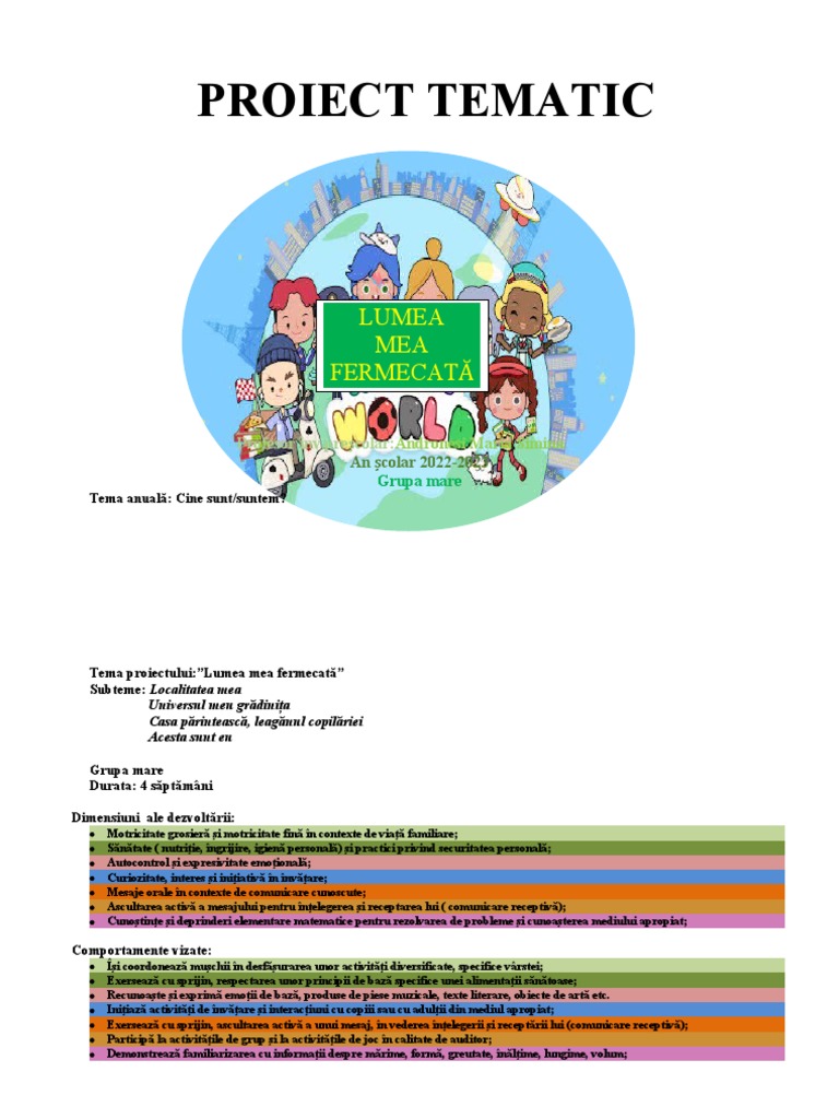 Proiect Tematic Lumea Mea Fermecată | PDF