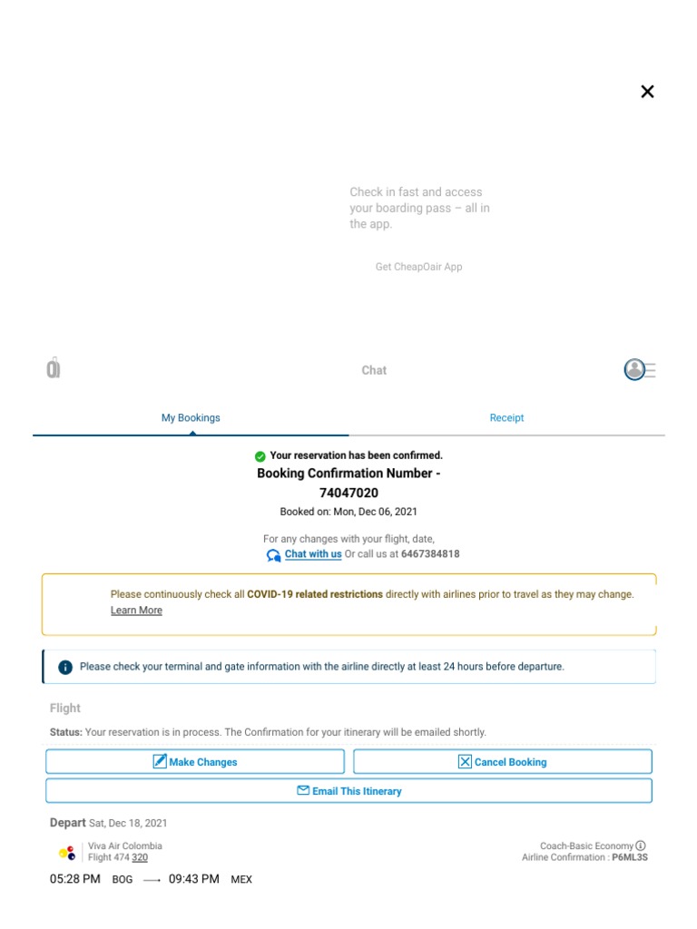 Cheapoair - Booking Confirmation | PDF | Transport | Aviation