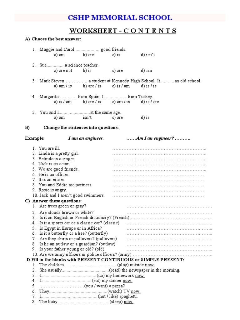 Grammar Tense Worksheet 1 | PDF