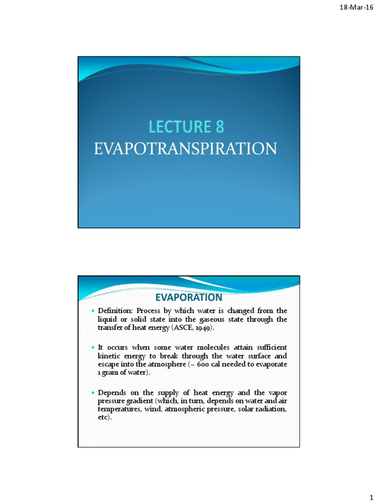 AH Lec - 8 | PDF | Evapotranspiration | Water