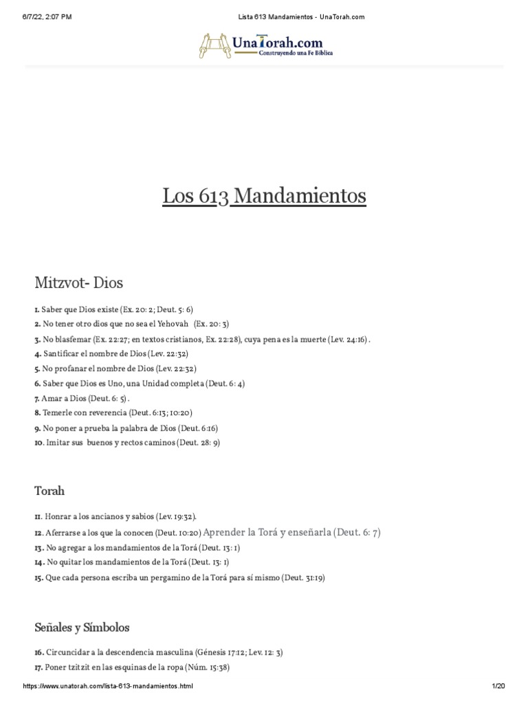 Lista 613 Mandamientos | PDF