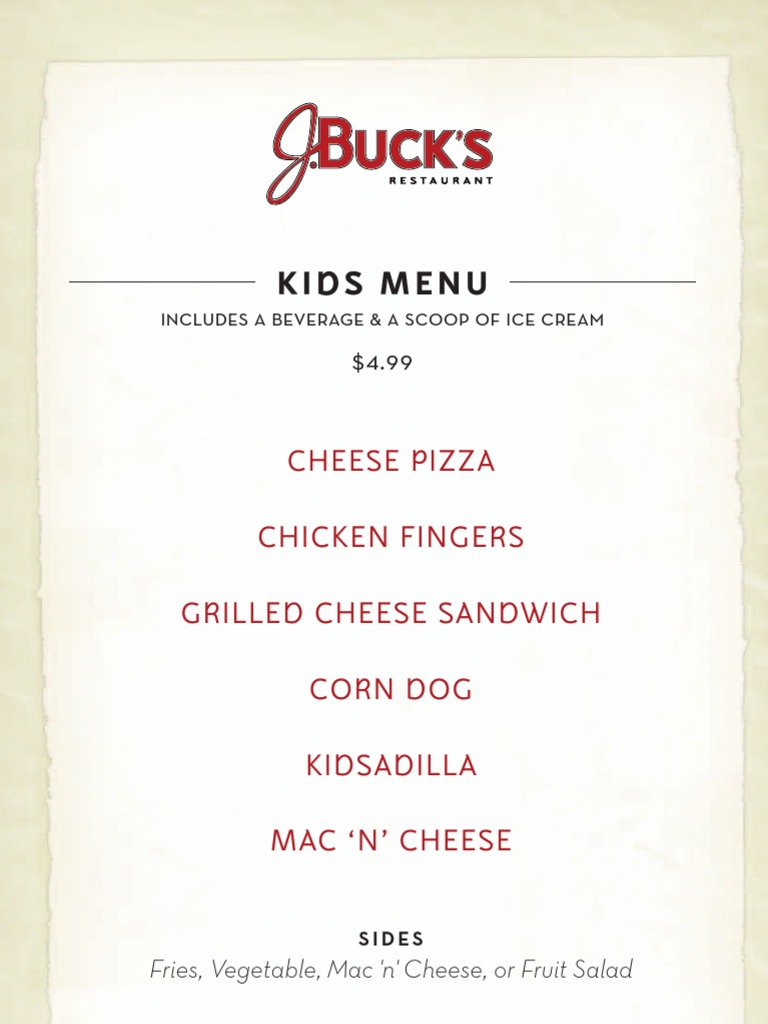 Affordable Kids Menu Options | PDF