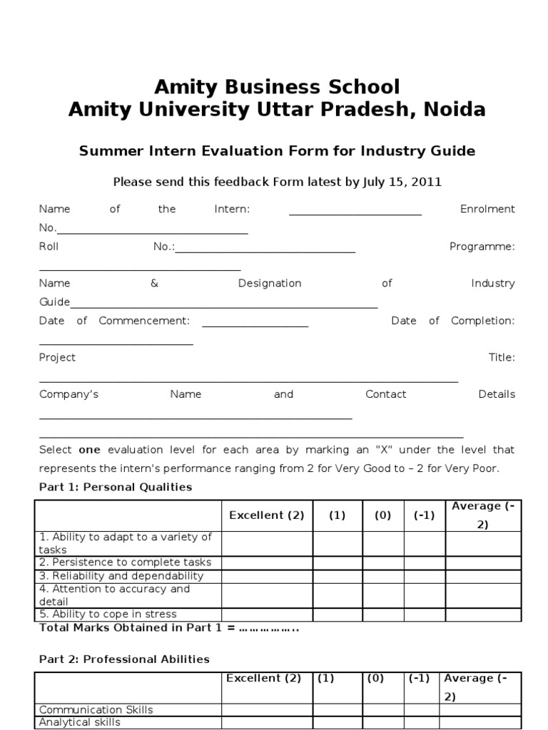 Amity Business School Amity University Uttar Pradesh, Noida: Summer ...