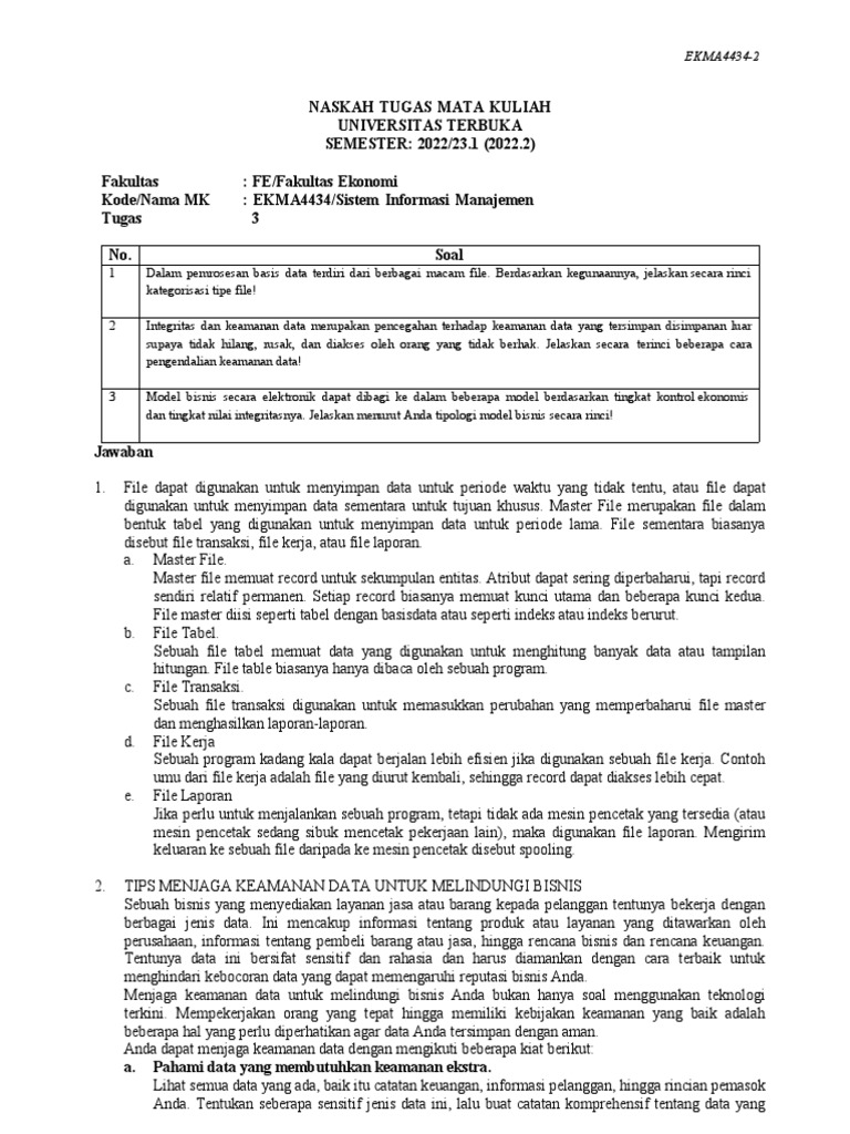 Soal Ekma4434 tmk3 2 | PDF