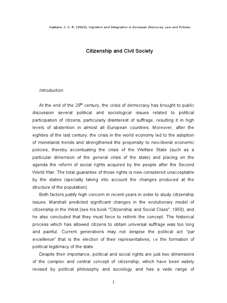 Citizenship and Civil Society | PDF