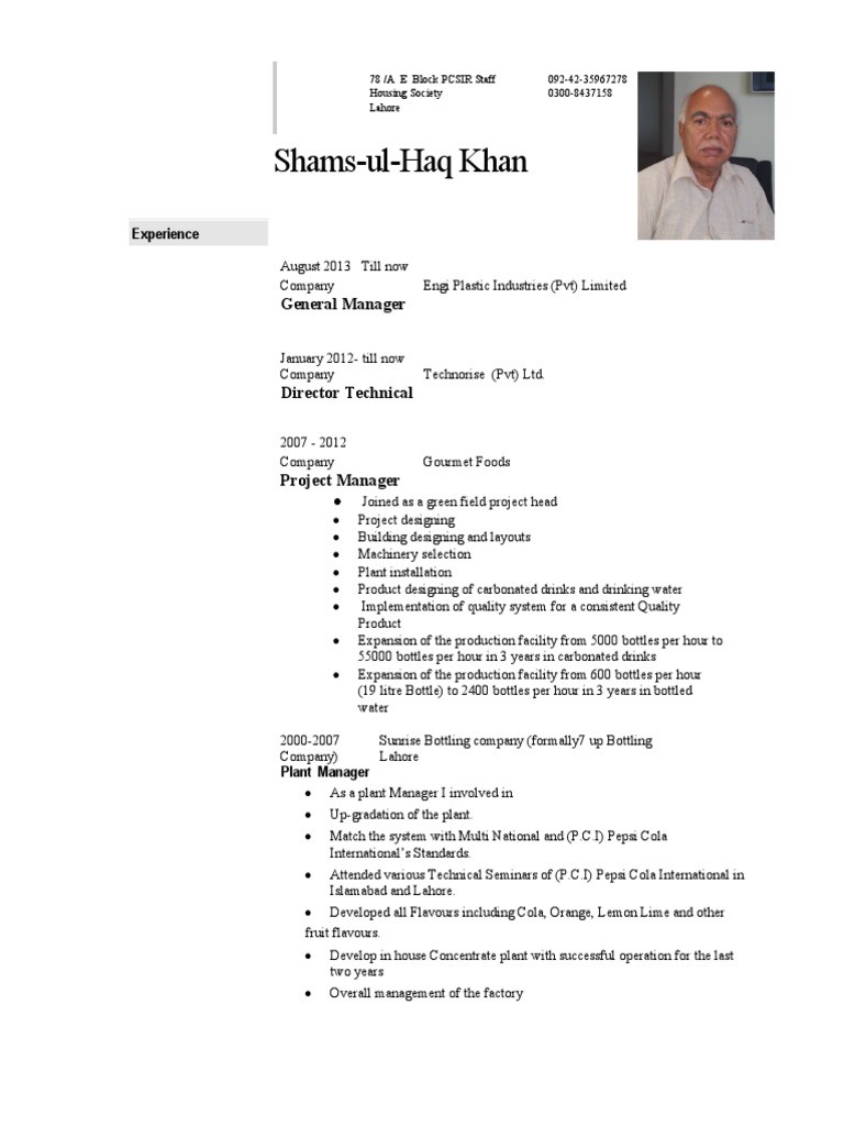 Shams Resume | PDF | Cola | Drink