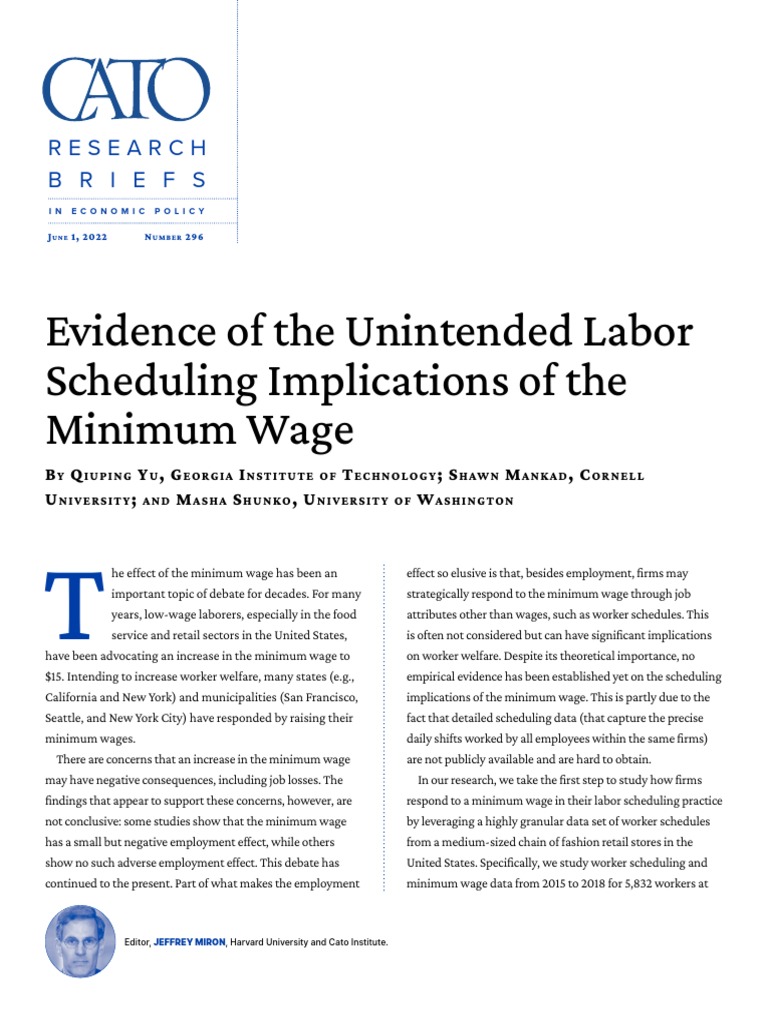 Evidence of The Unintended Labor Scheduling Implications of The Minimum Wage | PDF | Minimum ...