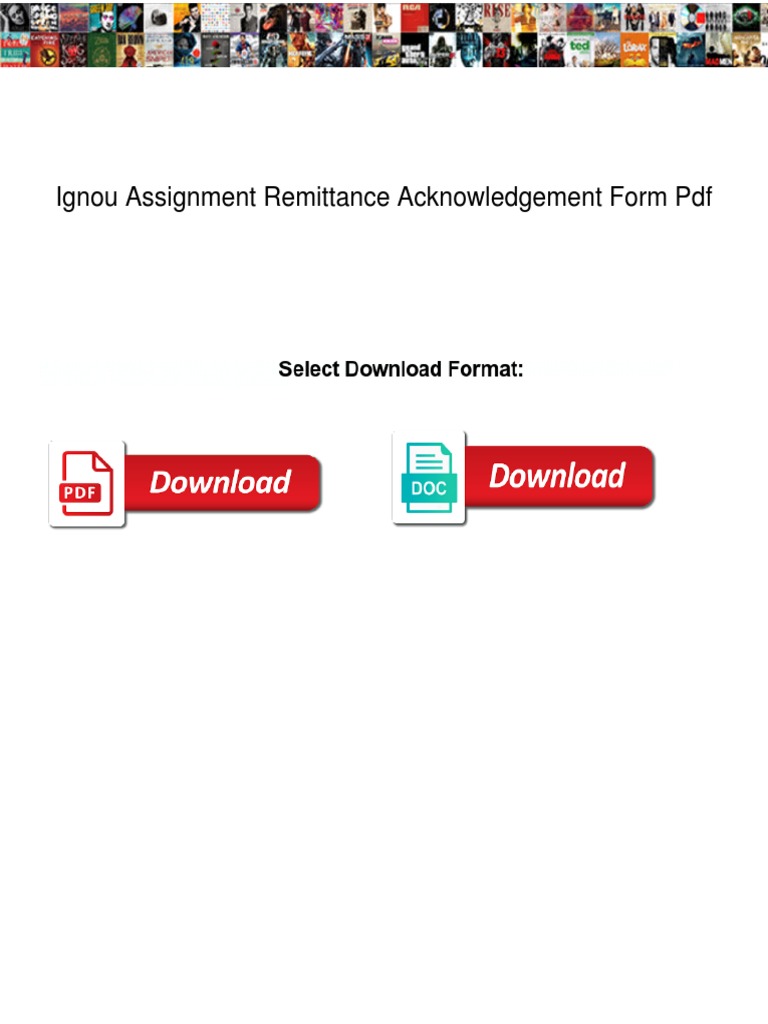 Ignou Assignment Remittance Acknowledgement Form PDF | PDF