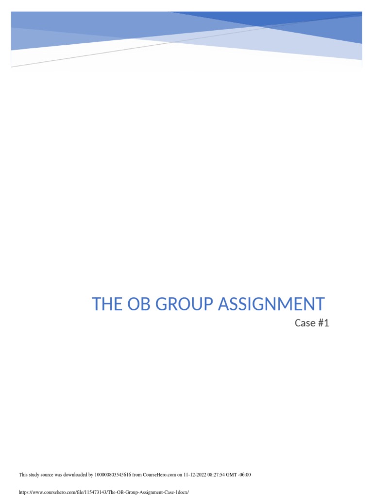 The OB Group Assignment Case 1 | PDF | Perception | Experience