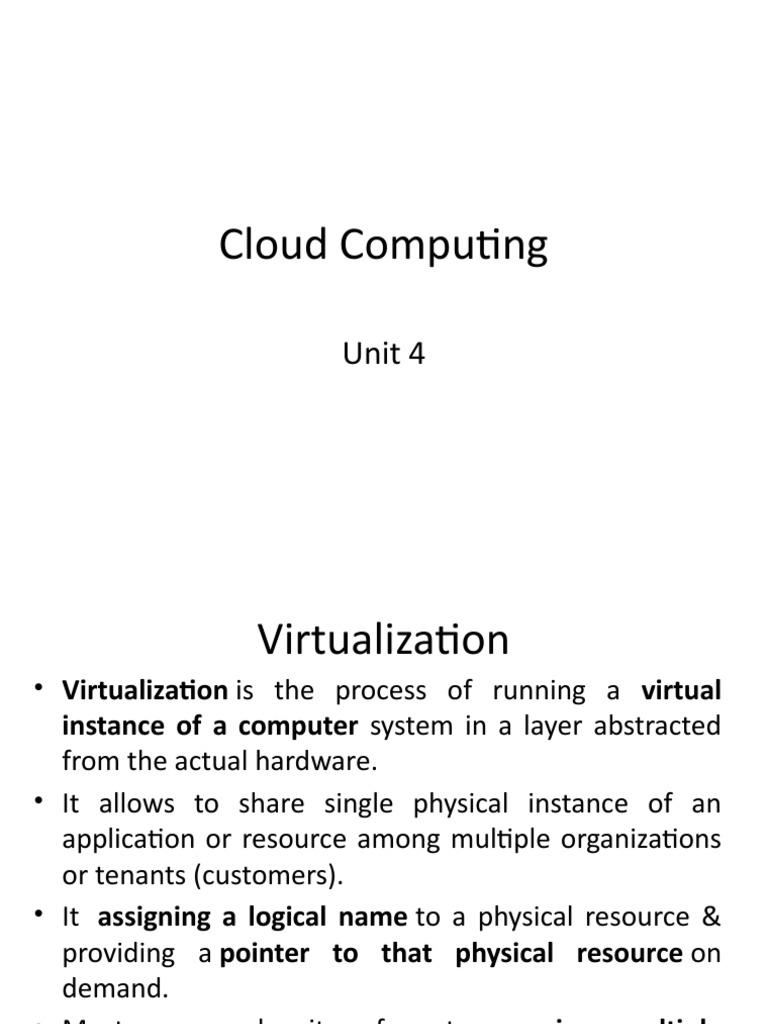 Cloud Unit 4 Part 1 | PDF | Virtualization | Virtual Machine