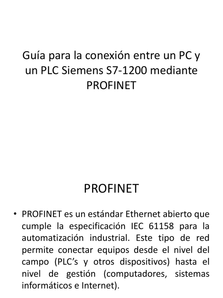 Guía para La Conexión PC - PLC Siemens S7-1200 | PDF | Red de ...