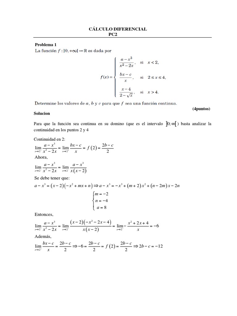 Pc2-Solucionario Profesor 2021-2 | PDF | Análisis | Cálculo