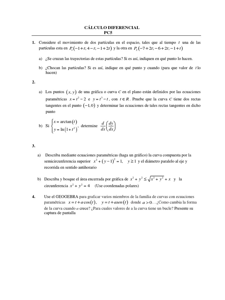 Pc5-Calculo Diferencial 2021-2 | PDF
