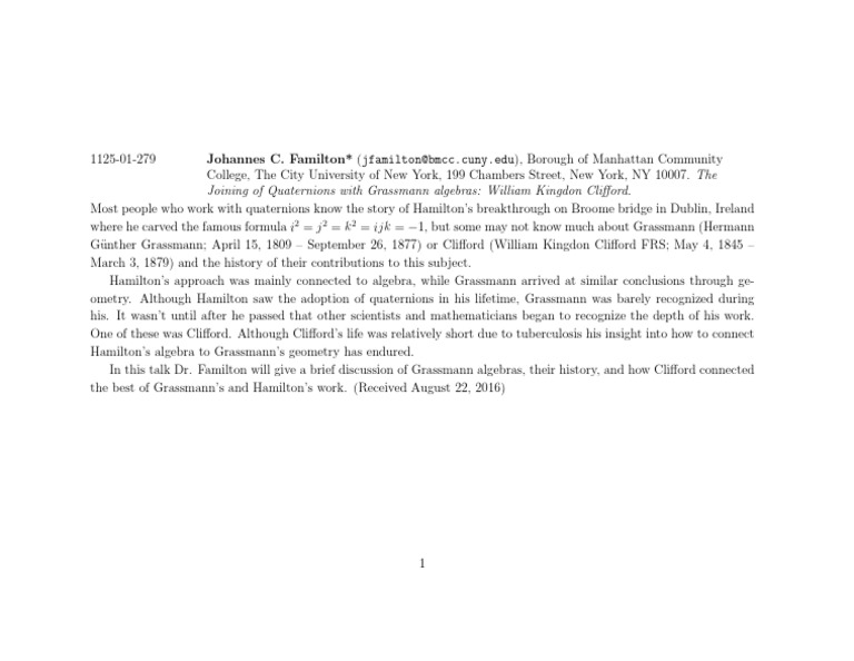 Familton - Joining of Quaternions With Grassmann Algebras - William ...