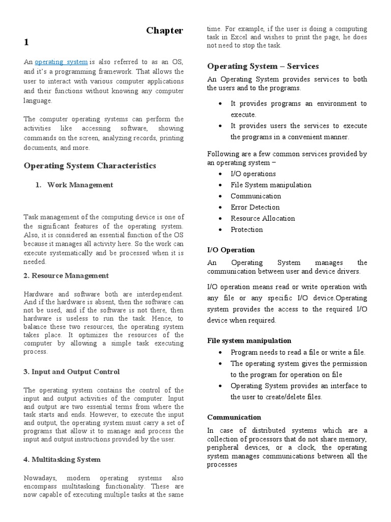 Operating System Characteristics | PDF