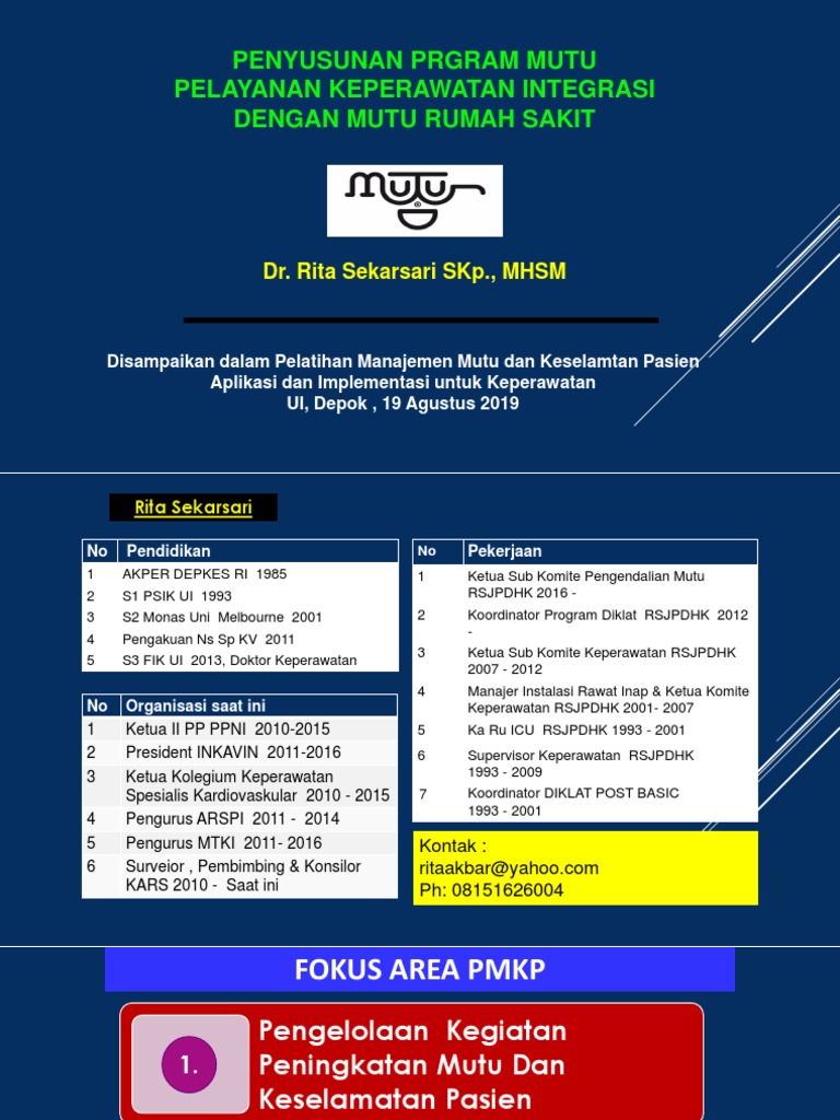 Penyusunan Program Mutu Pelayanan Keperawatan, Integrasi Dengan Mutu Rs | PDF