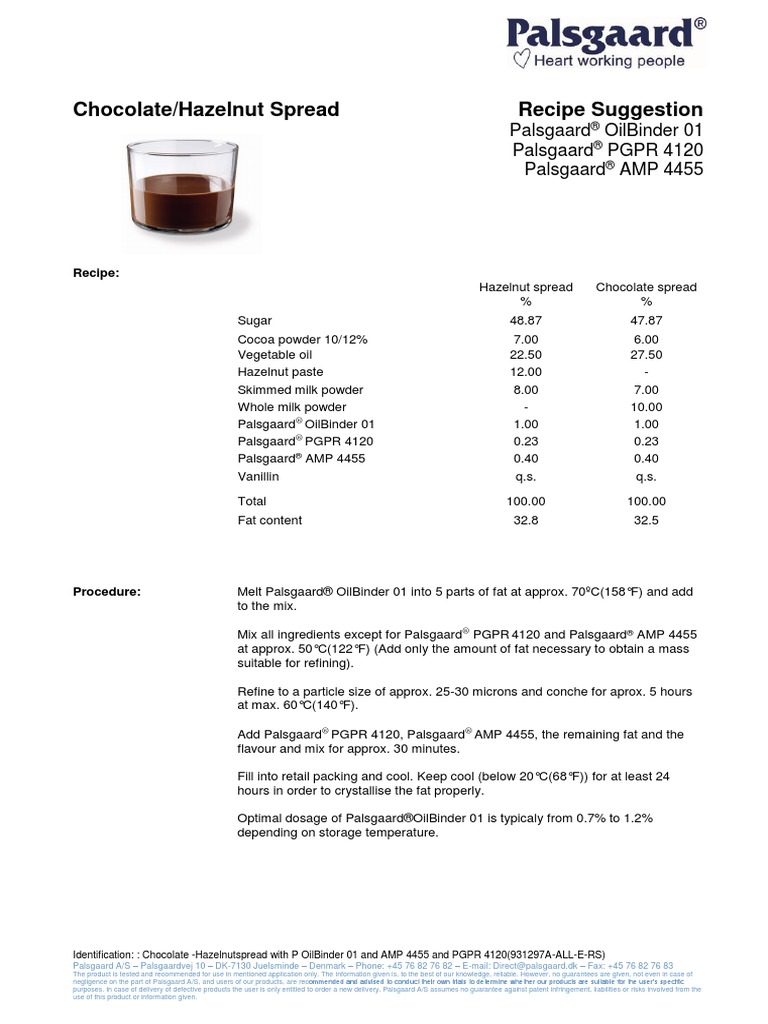 Chocolate - Hazelnutspread With P OilBinder 01 and AMP 4455 and PGPR ...