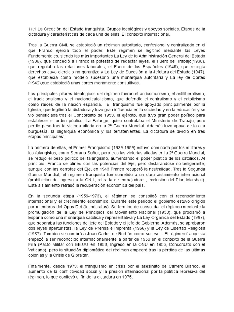 Bloque 11 Historia de España Evau Madrid | PDF | España franquista | Francisco franco