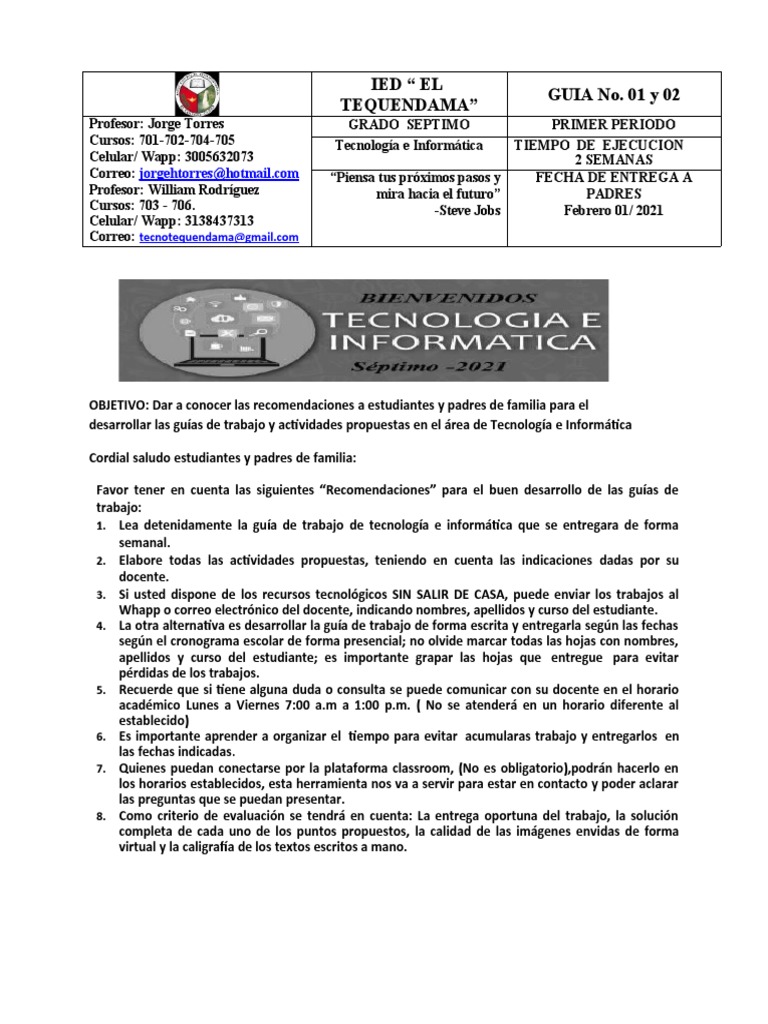 Guía de Informática Septimo #1 y #2 | PDF