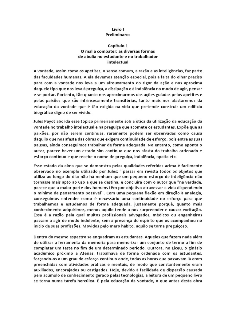 Educação da Vontade: Superando a Preguiça | PDF | Autoajuda