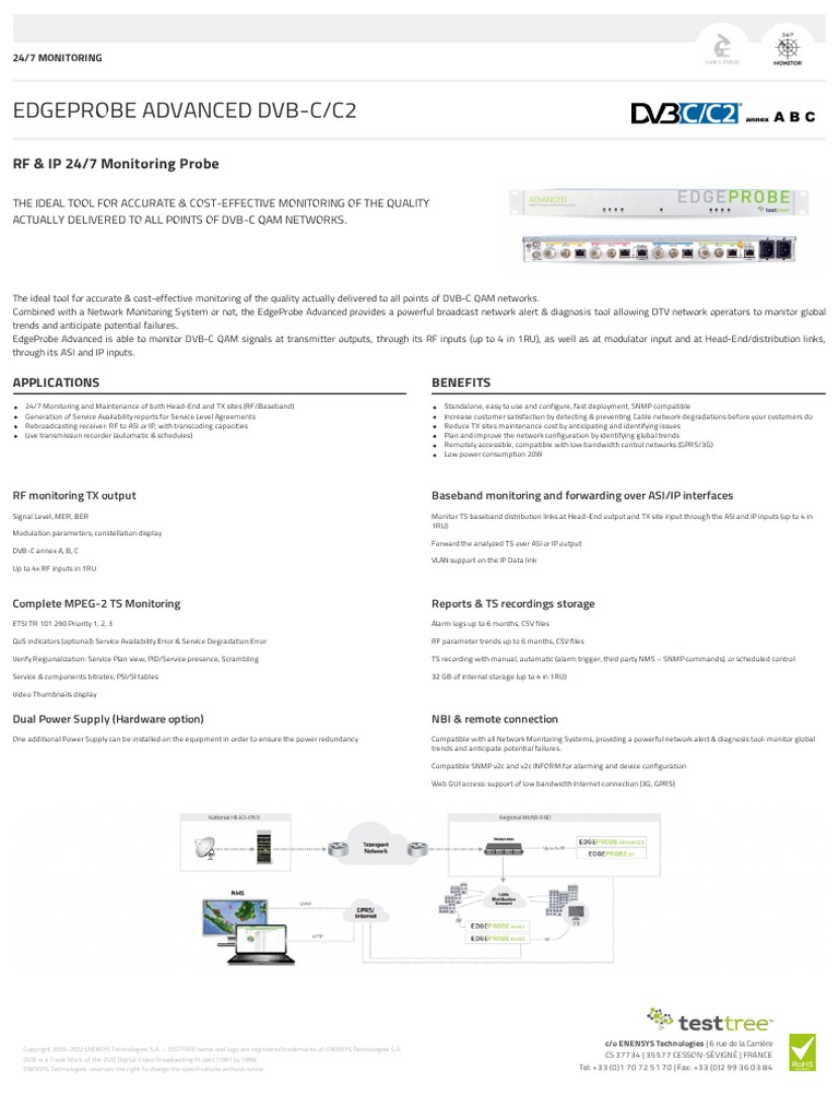 TestTree EdgeProbe Advanced DVB-CC2 Abc Datasheet v2 | PDF | Computer ...