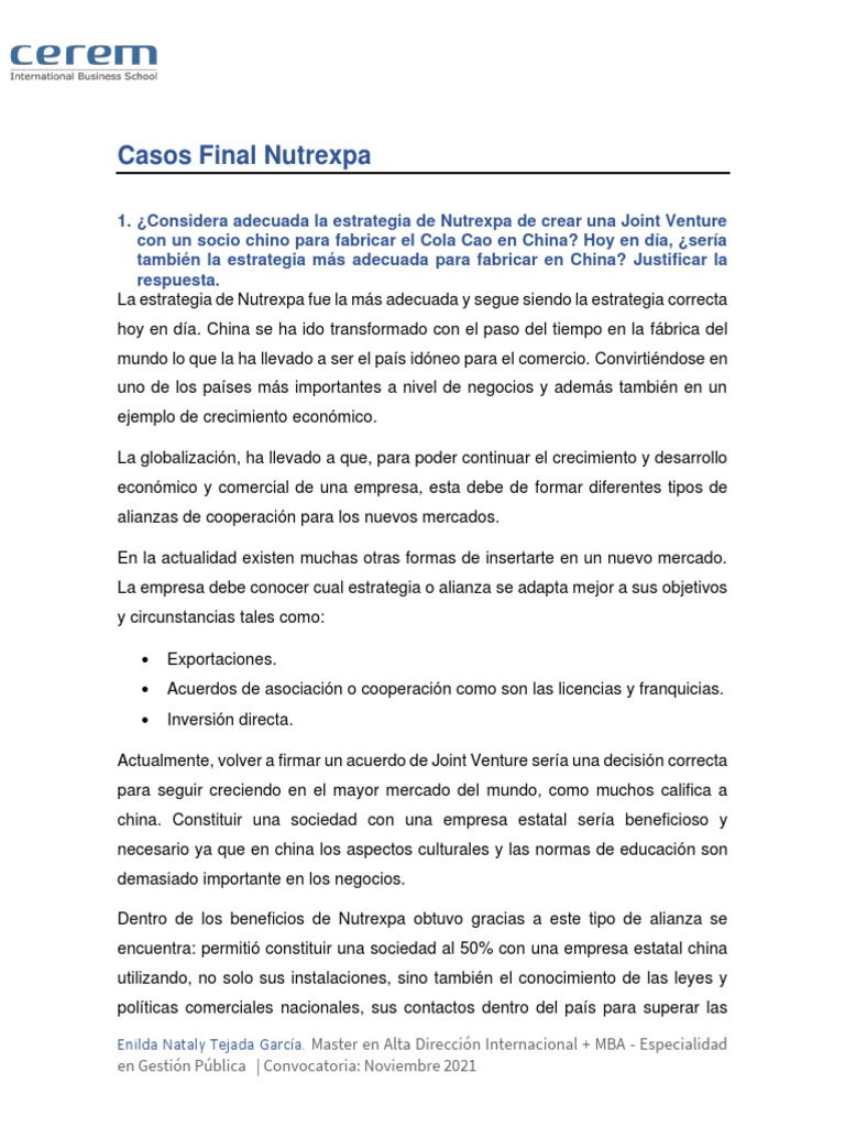 Estrategias de Nutrexpa en China | PDF | China | Política mundial