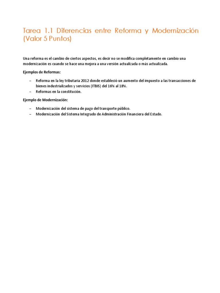 Tarea 1.1 Diferencias Entre Reforma y Modernización | PDF
