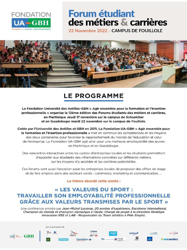 Programme Forum Étudiant Des Métiers & Carrières | PDF