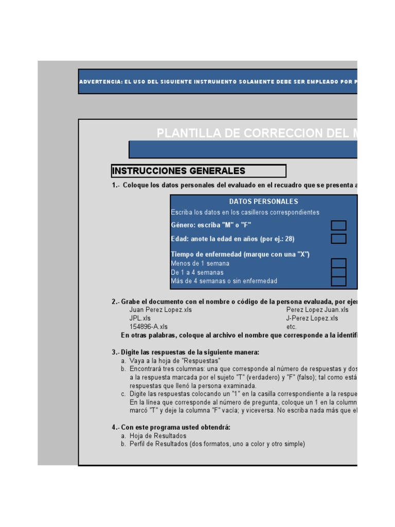 Guía para la corrección del Inventario Multifásico de Personalidad de ...