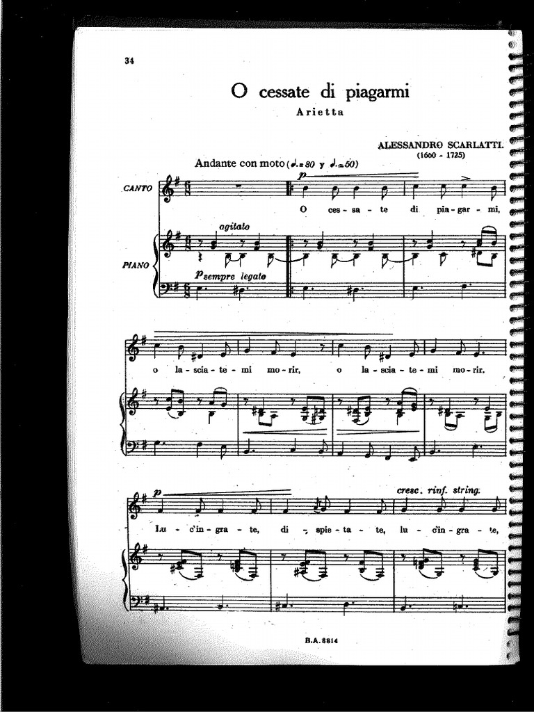 O Cessate Di Piagarmi | PDF