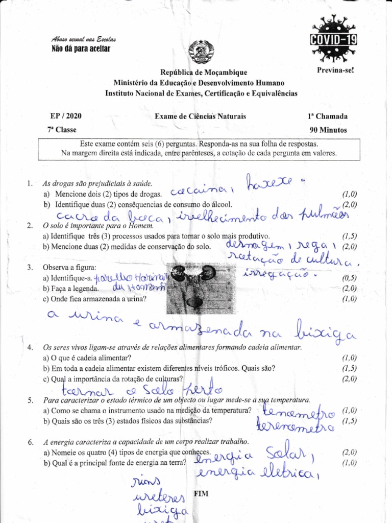 Exames 7 Classe 2020 Pdf 7525