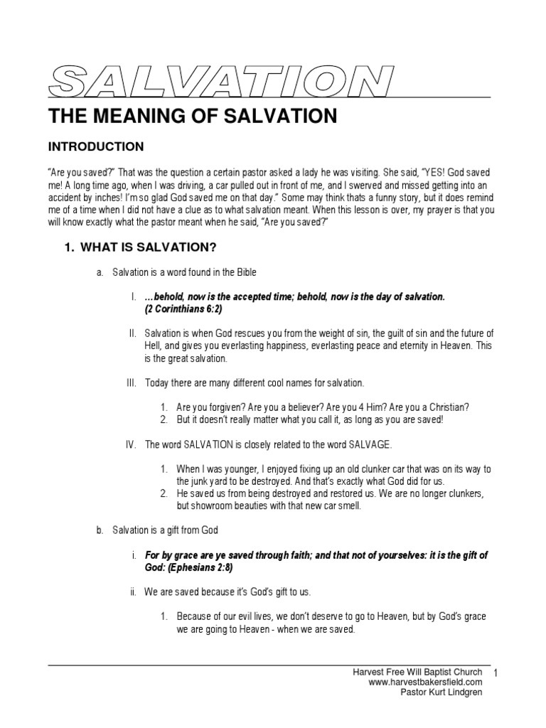 The Meaning of Salvation | PDF | Salvation | Grace In Christianity