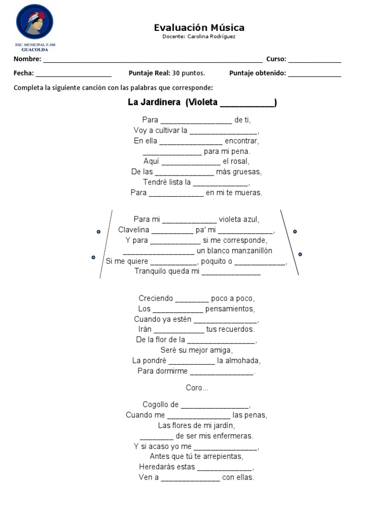 Prueba Escrita La Jardinera | PDF