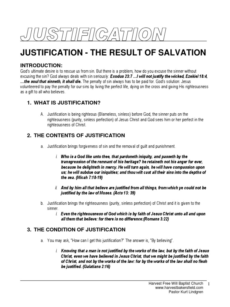 Justification: Salvation's Outcome | PDF | Justification (Theology ...