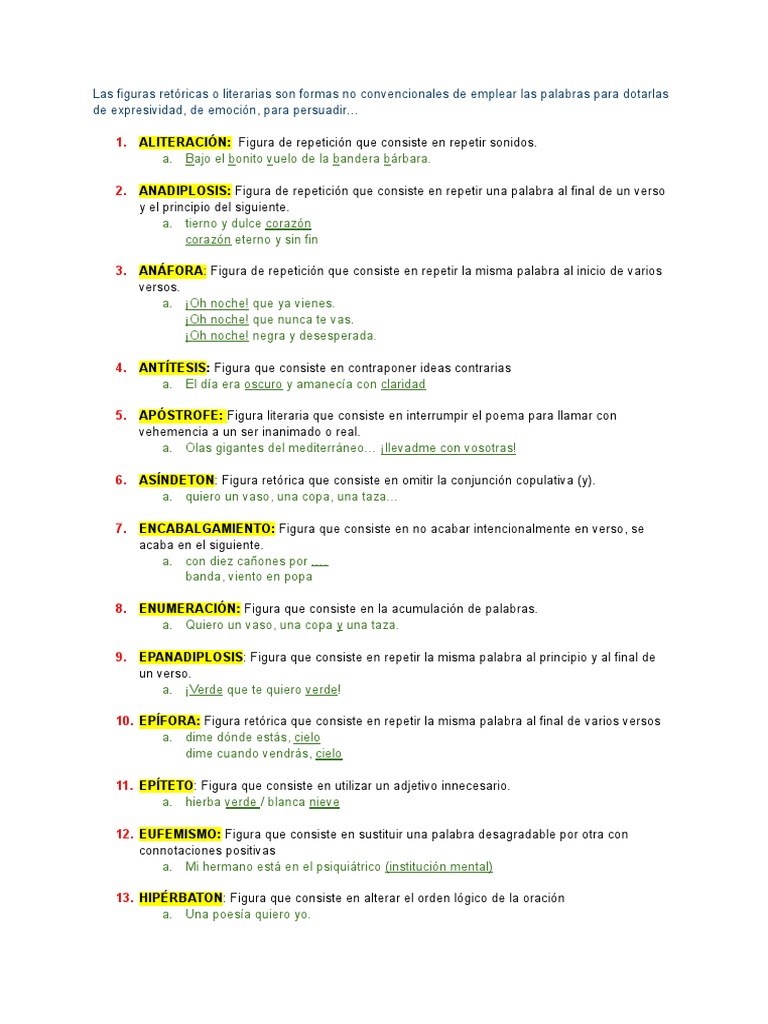 Figuras Retóricas | PDF | Artes del Lenguaje y Comunicación | Poesía