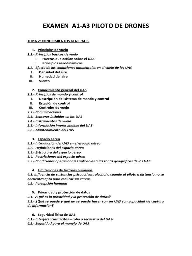 Tema 2 Piloto de Drones A1 A3 | PDF