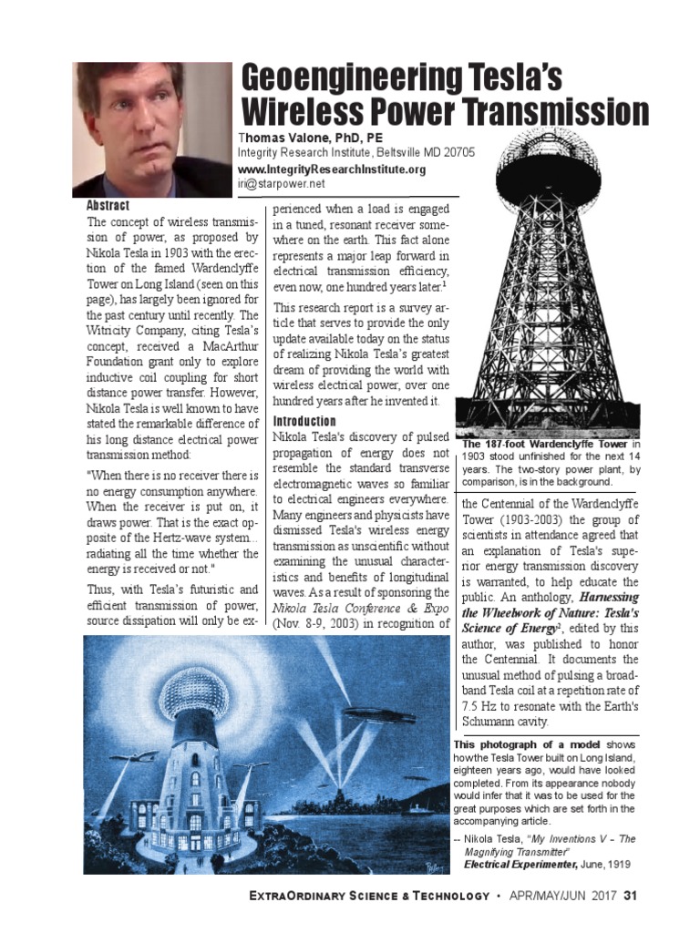 Geoengineering Teslas Wireless Power Transmission | PDF | Nikola Tesla ...