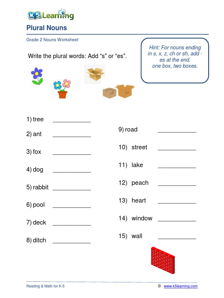 Grade 2 Plural Nouns B | PDF