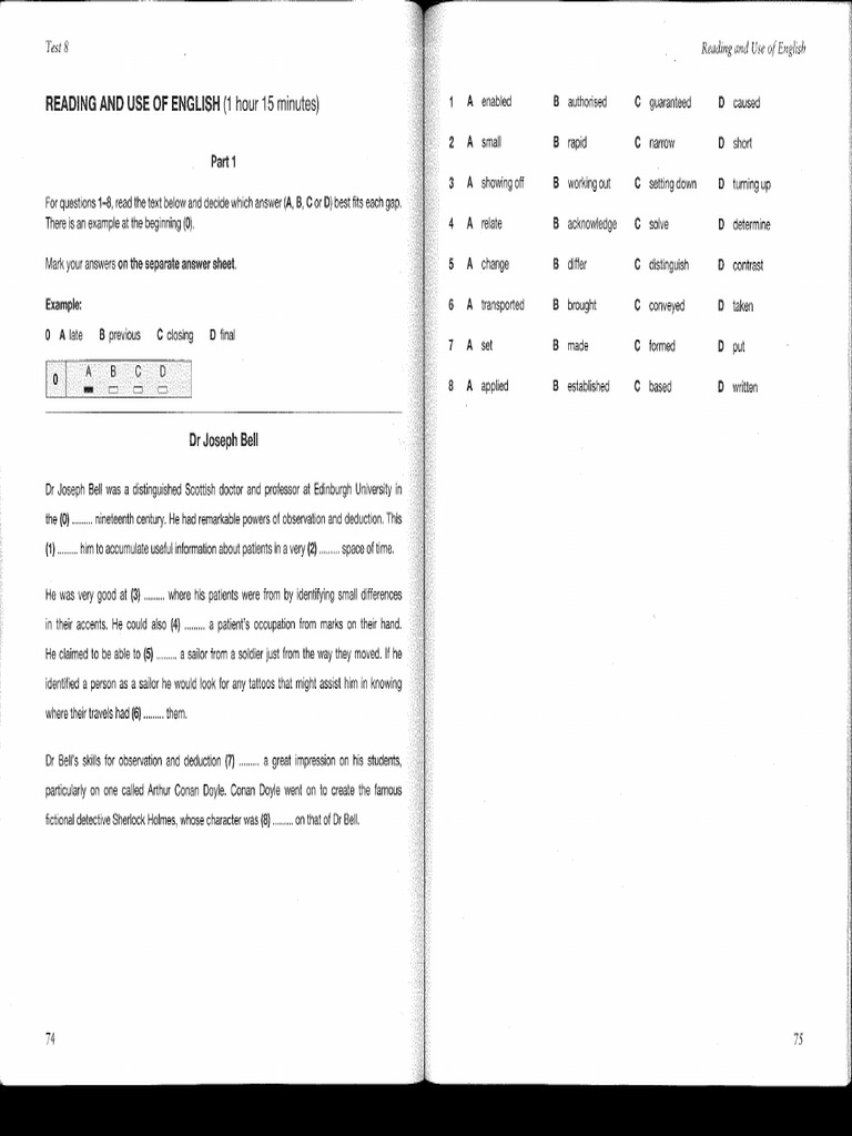 FCE Test 8 R, UoE, W & L | PDF
