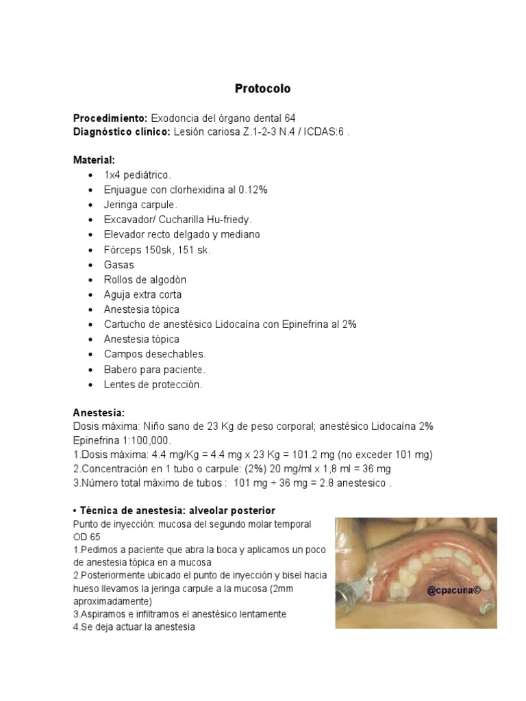 Protocolo Exodoncia | PDF