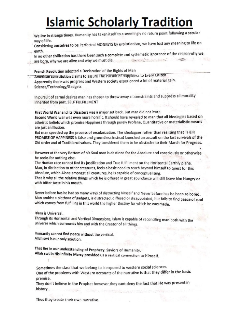 Lecture Notes Module 2 (Islamic Scholarly Tradition) | PDF | Prophets ...