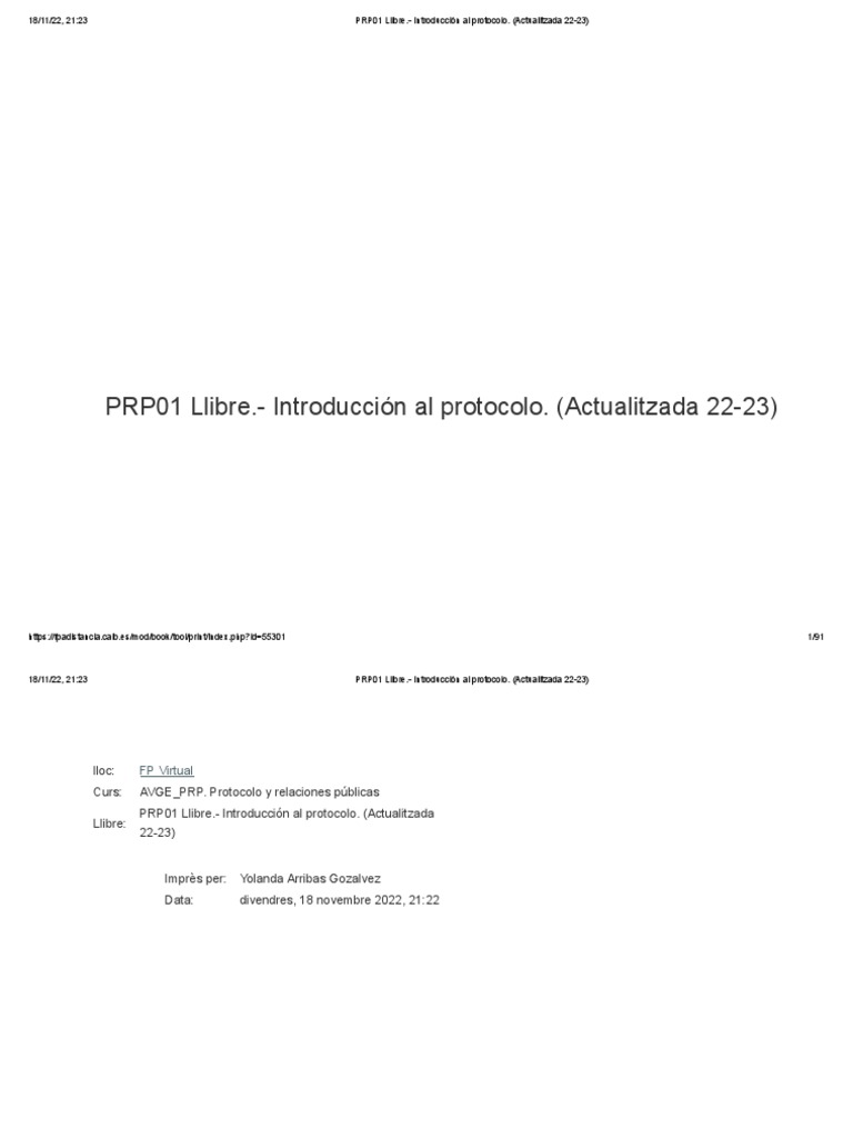 PRP01 Llibre. - Introducción Al Protocolo. (Actualitzada 22-23) | PDF